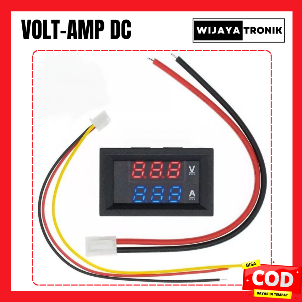 Jual VoltMeter AmpereMeter Digital DC 0-100V 10A Dual Display Volt Meter 0 - 100V + Ampere Meter ...