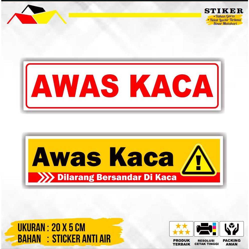 Jual Sticker Awas Kaca / Hati-Hati Dilarang Bersandar Dikaca - 20x5cm ...