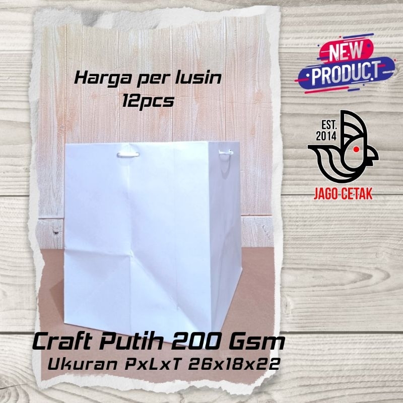 Jual paperbag Putih harga per Lusin (12biji) 26x18x22 box bento kotak ...