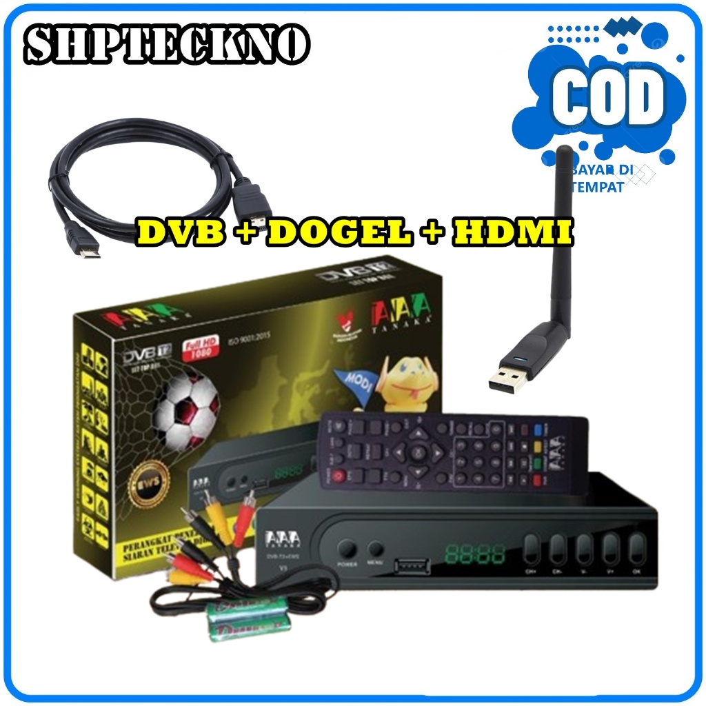 Jual SET TOP BOX TANAKA METAL V5 DVB T2 1080P RECEIVER DIGITAL FULL SET ...