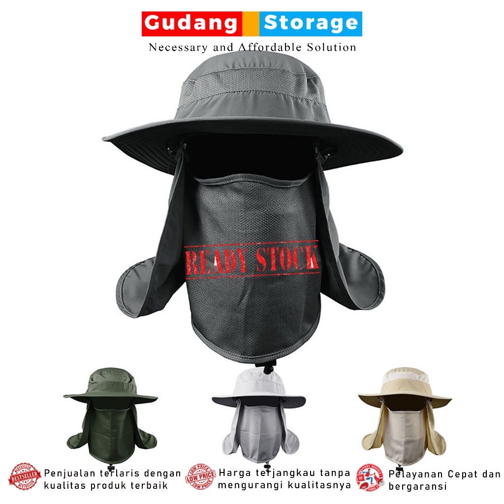 Jual [PROMO] Topi Gunung Dengan Maske Topi Anti Panas Topi Full Face ...