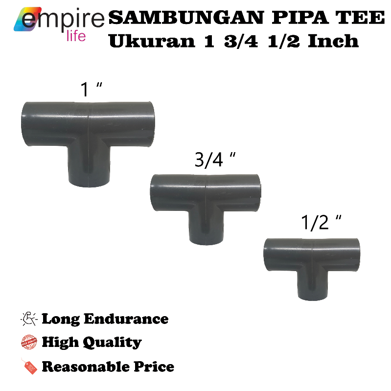 Jual Tee Pipa PVC 1/2 Inci 3/4 Inci 1 Inci Sambungan T Pipa Paralon | Shopee Indonesia