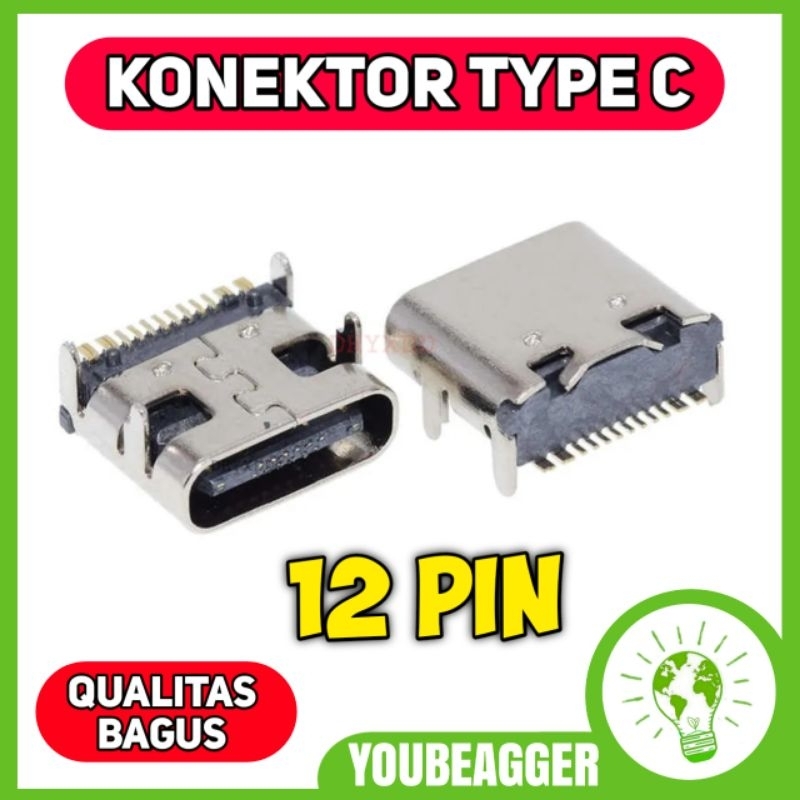 Jual Micro USB type-C USB-3.1 SMD 12PIN female socket | Shopee Indonesia