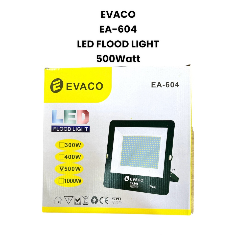 Jual Lampu Sorot Listrik EVACO ( EA-604) LED Flood Light 100Watt/200Watt/300Watt/500Watt ...