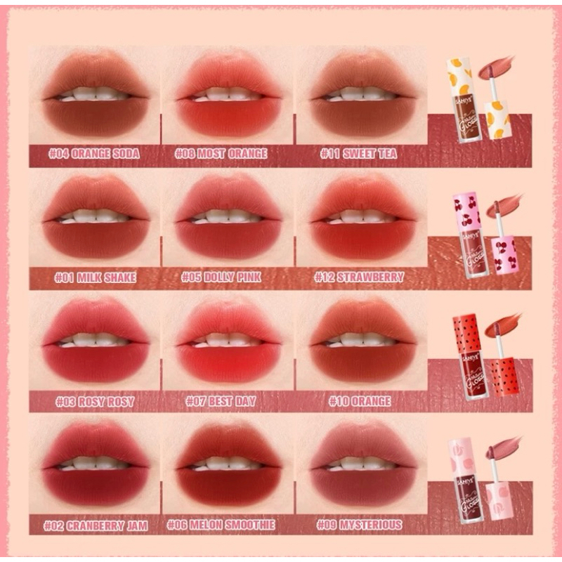 Jual SANIYE 【BPOM】Matte Lipstik Lip gloss Fruit Lip Cream Waterproof ...