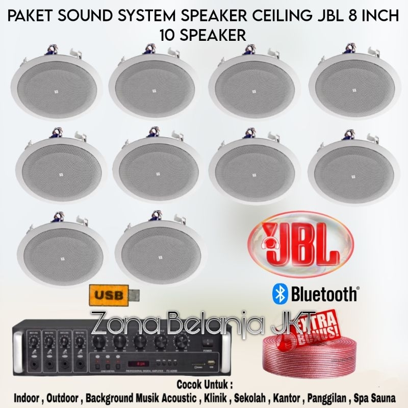 Jual PAKET SOUND SYSTEM INDOOR CAFE RESTO SPEAKER CEILING JBL 8 INCH 10 ...