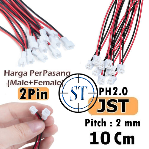 Jual 1 Set Sepasang Mini Micro JST PH 2.0 PH2.0 10cm 2P 2 Jalur Wire Cable JST-PH Kabel ...