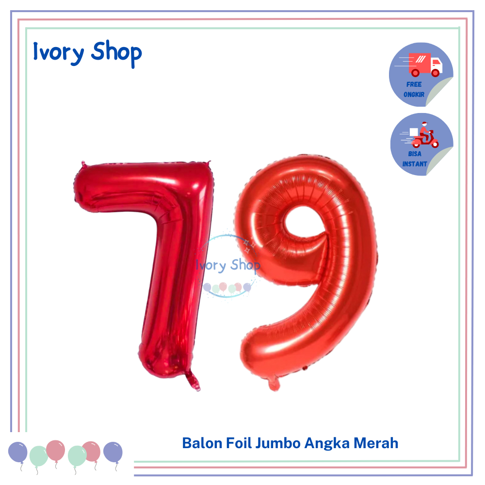 Jual Balon Foil Angka Jumbo Merah 32 inch / 80 cm Dekorasi HUT RI ...