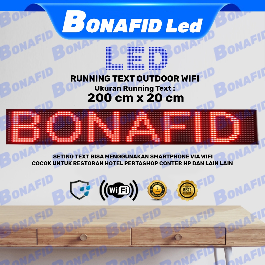 Jual 200cm x 20cm Merah outdoor running text led display 200 cm 2m ...