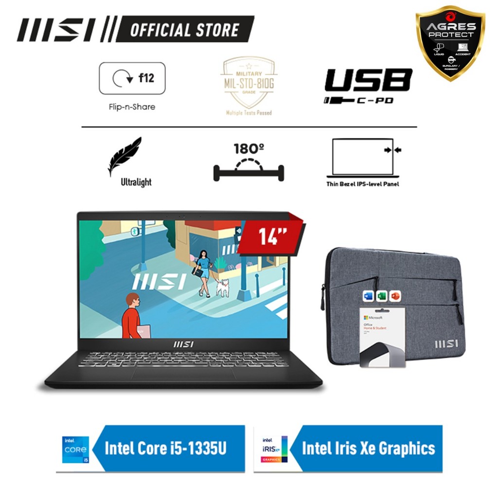 Jual MSI MODERN 14 CORE I5-1335U 16GB 512GB W11+OHS 14.0FHD IPS BACKLIT ...