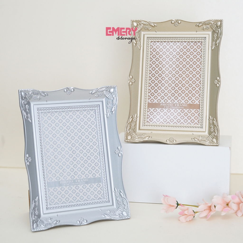 Jual Photo Frame 4R Bingkai Foto Gold Silver Plastic Classic PF-134 ...
