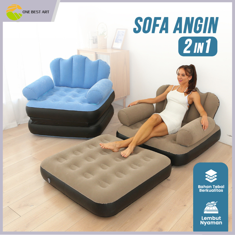 Jual Sofa Bed Kasur Sofa Angin Inflatable 2in1 dengan bantalan kaki ...
