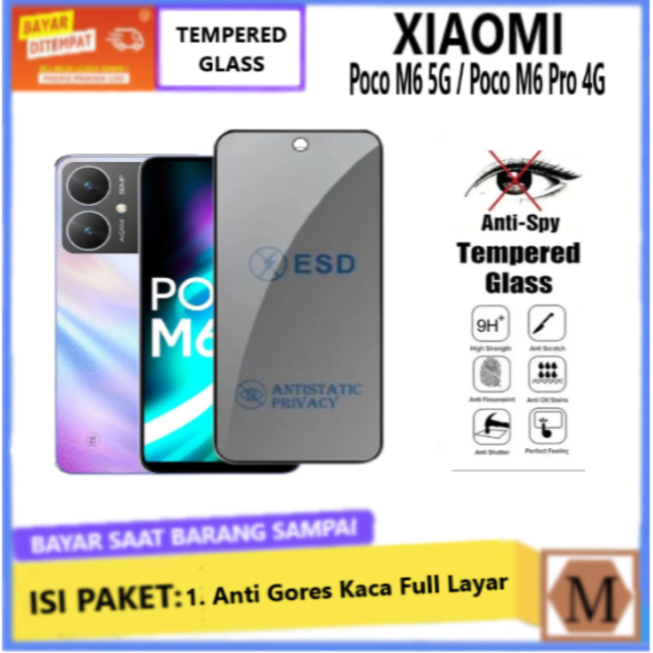 Jual Tempered Glass Anti Spy Xiaomi Poco M6 5g Poco M6 Pro 4g Poco M6