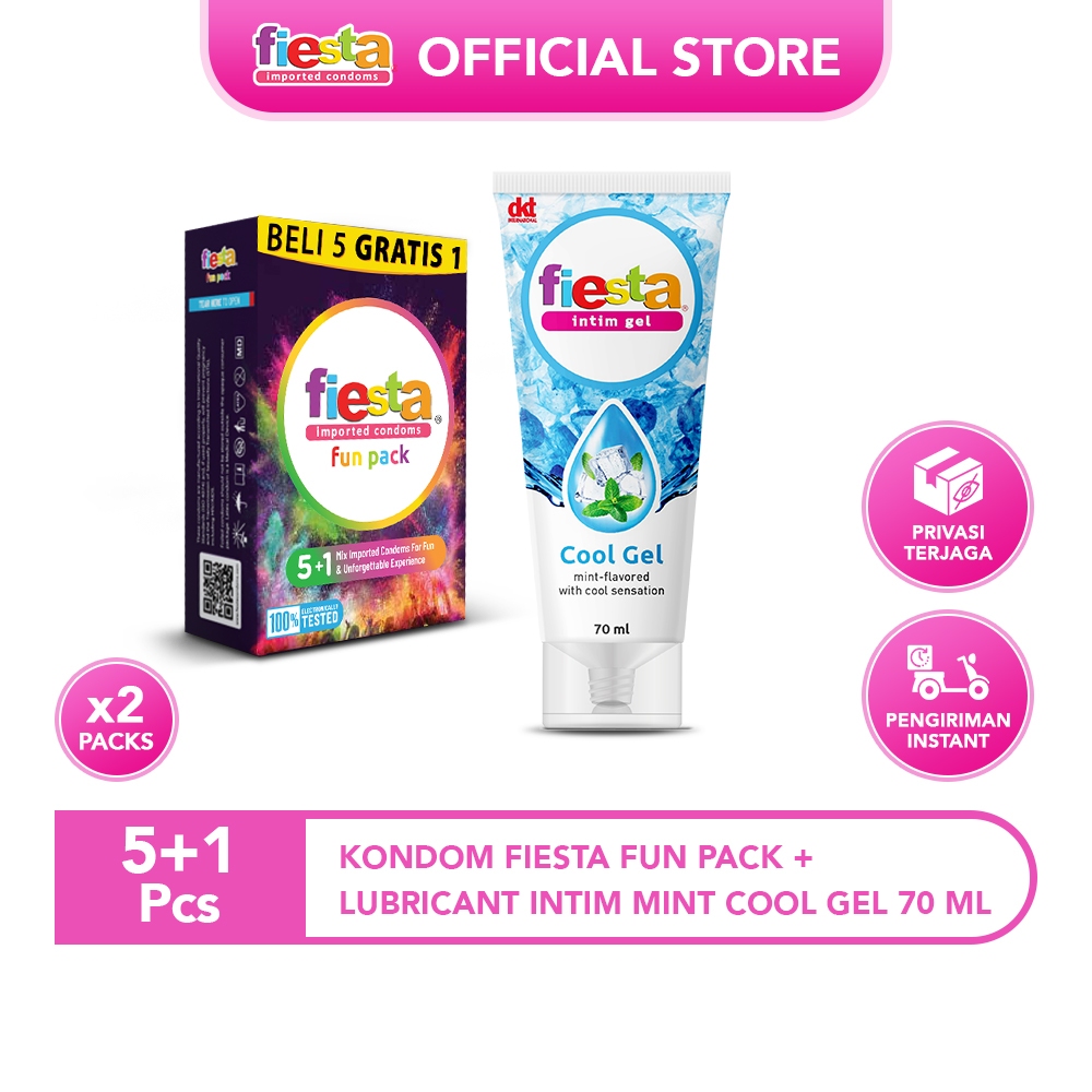 Jual Kondom Fiesta Fun Pack - 6 Pcs + Fiesta Lubricant Natural Gel 70ml ...