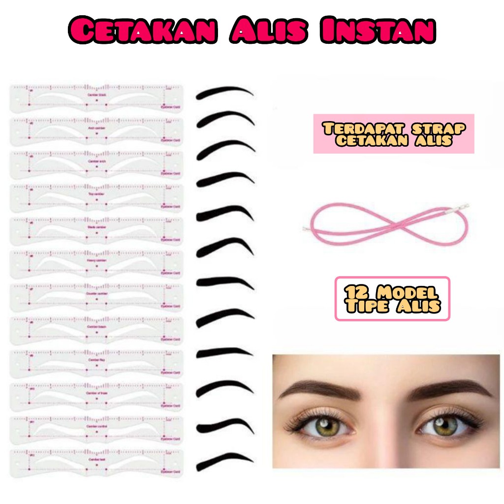 Jual Cetakan Alis Instan 12 Model Bentuk Alis Praktis Eyebrow Cetakan ...
