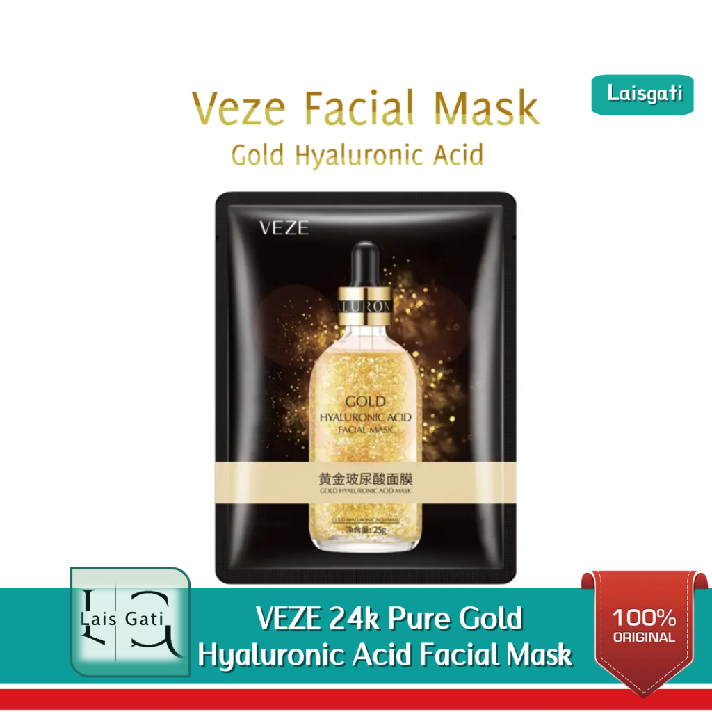 Jual VEZE 24k Pure Gold Hyaluronic Acid Facial Mask- Masker Wajah ...