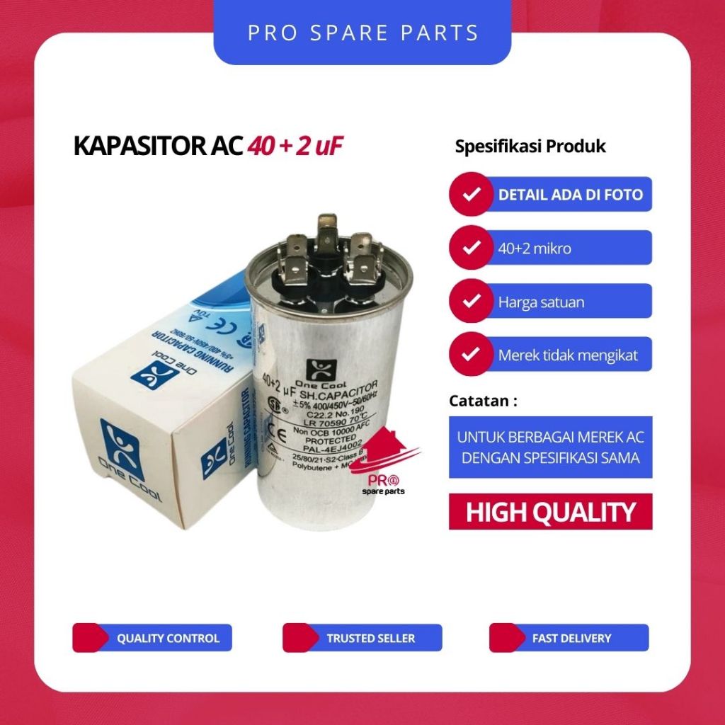 Jual Kapasitor AC 40+2 uf 3 Soket - Running Capacitor Air Conditioner 40+2 Mikro/Micro | Shopee ...