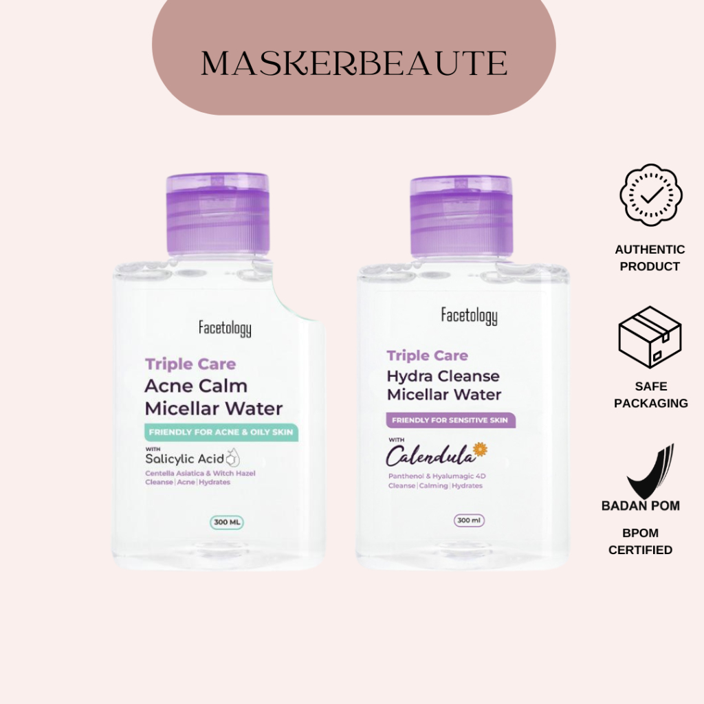 Jual (BPOM) Facetology Triple Care Hydra Cleanse Acne Calm Micellar ...