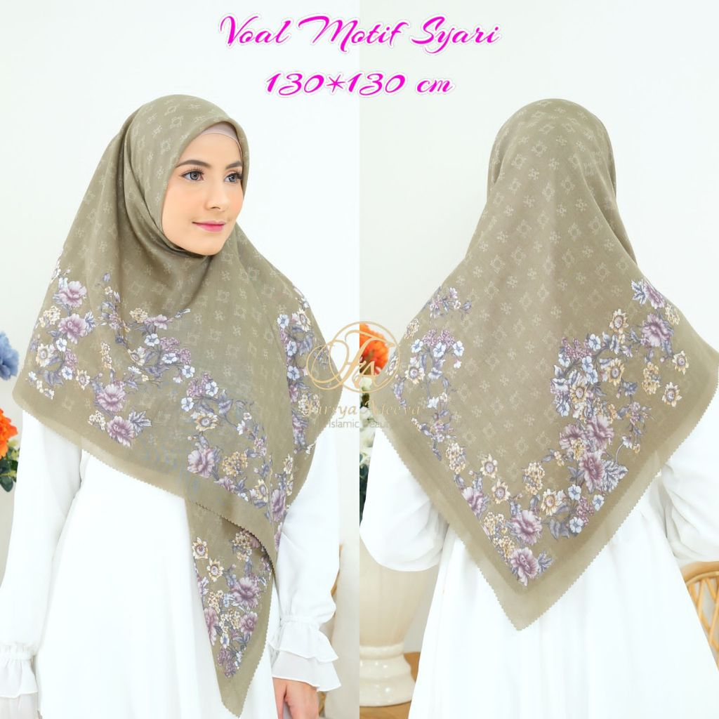 Jual Hijab Motif Syari Terbaru Segiempat motif syari Lasercut 130x130 Hijab Voal Syari safa ...