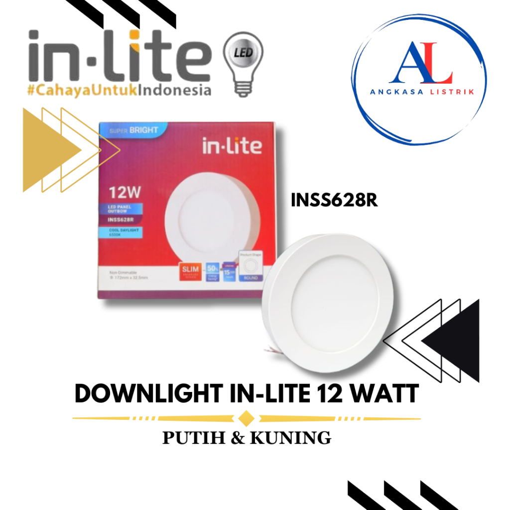 Jual LAMPU DOWNLIGHT PLAFON LED INLITE OUTBOW 12 WATT BULAT - INSS628R ...