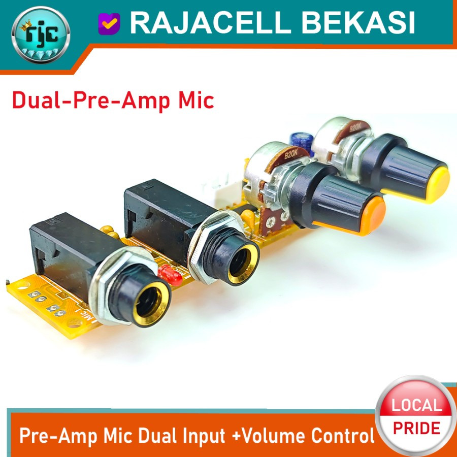 Jual Pre Amp Mic Dynamic 2 Channel Penguat Mikropon dengan Volume ...