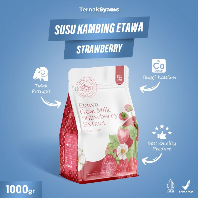 Jual Susu Kambing Etawa Bubuk Ternak Syams - Strawberry | Shopee Indonesia