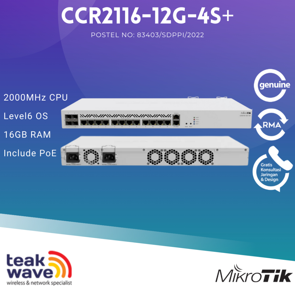Jual Mikrotik CCR2116-12G-4S+ / Cloud Core Router 2116 12G 4S Plus ...