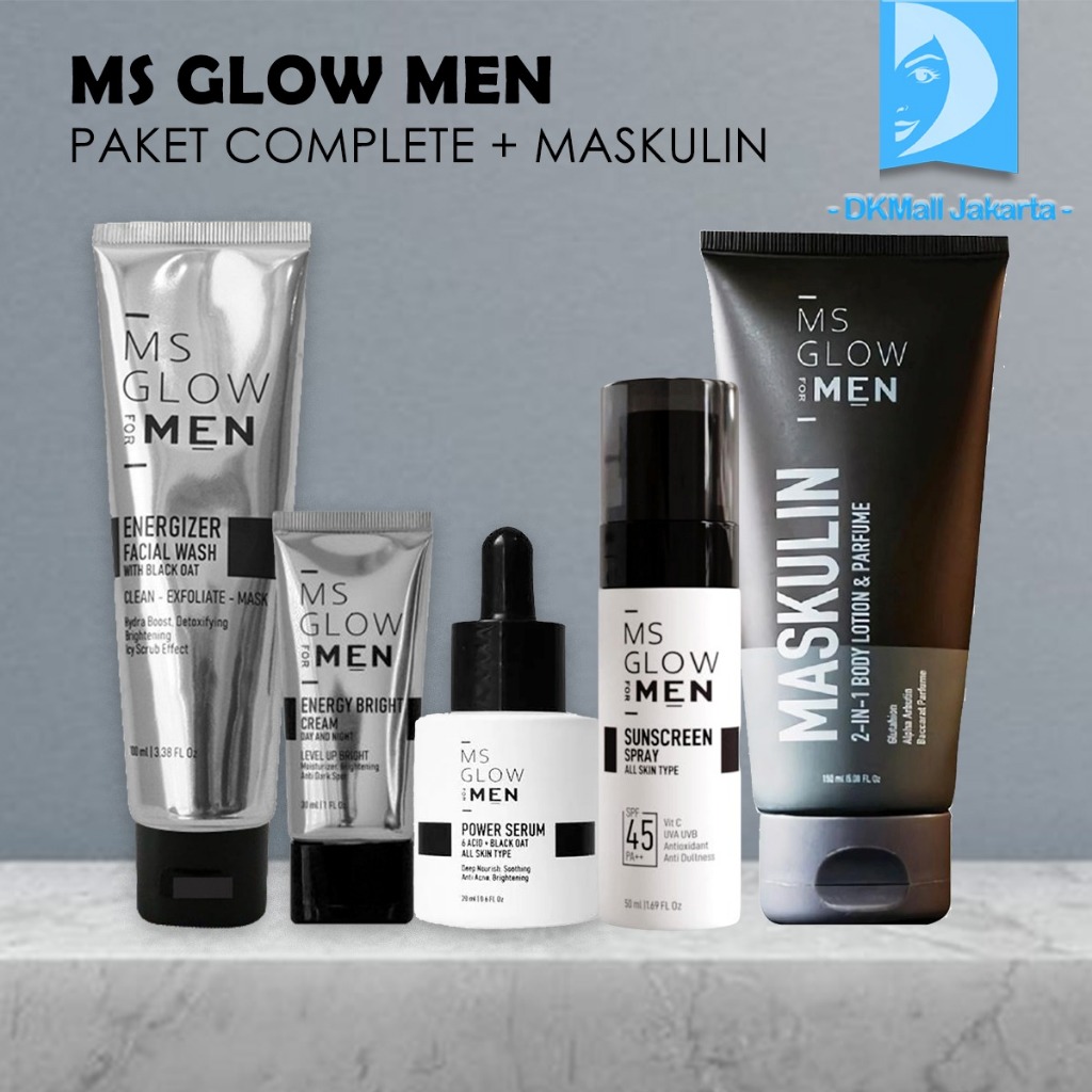 Jual Ms Glow For Men Paket Basic Complete Skincare Cowok BPOM Perawatan Wajah Pria Ms Glow Men ...
