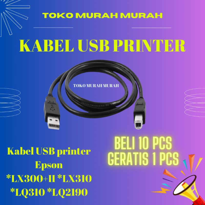 Jual Kabel Usb Printer Epson LX310 LQ310 LQ2190 Lx300+II LQ300+II ...
