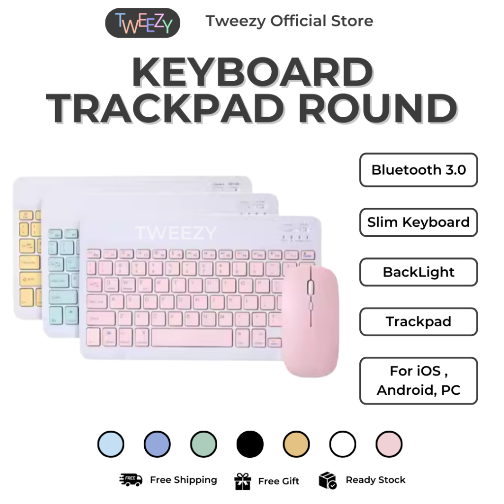 Jual Keyboard Bluetooth Wireless Trackpad Round Keycaps Universal ...