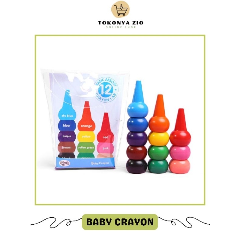 Jual Crayon Lab Crayon baby Crayon Anak Non toxic isi 12pcs | Shopee ...