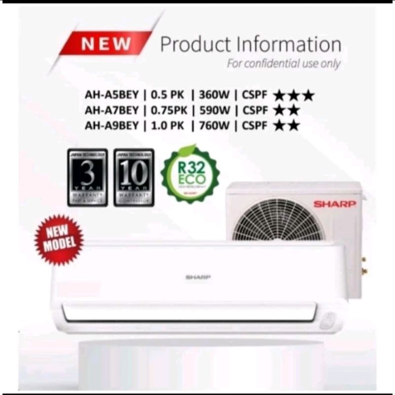 Jual AC Sharp 1/2 PK A5BEY Low Watt R32 Pendingin Ruangan | Shopee ...