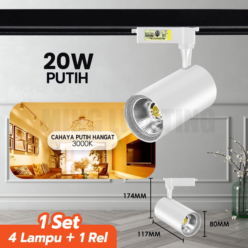Jual SIV Track Track Lights Spotlight (1 set = 4 Track Lights + 1 Rel 1 ...