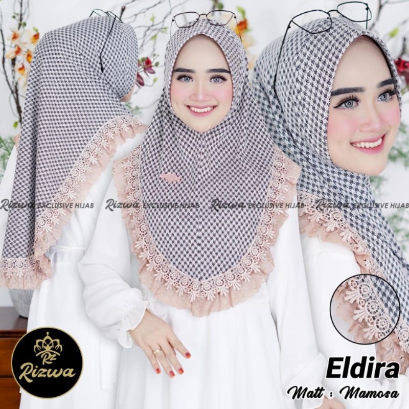 Jual [ Rizwa Hijab ] ELDIRA••hijab pet motif ••hijab instan renda ...
