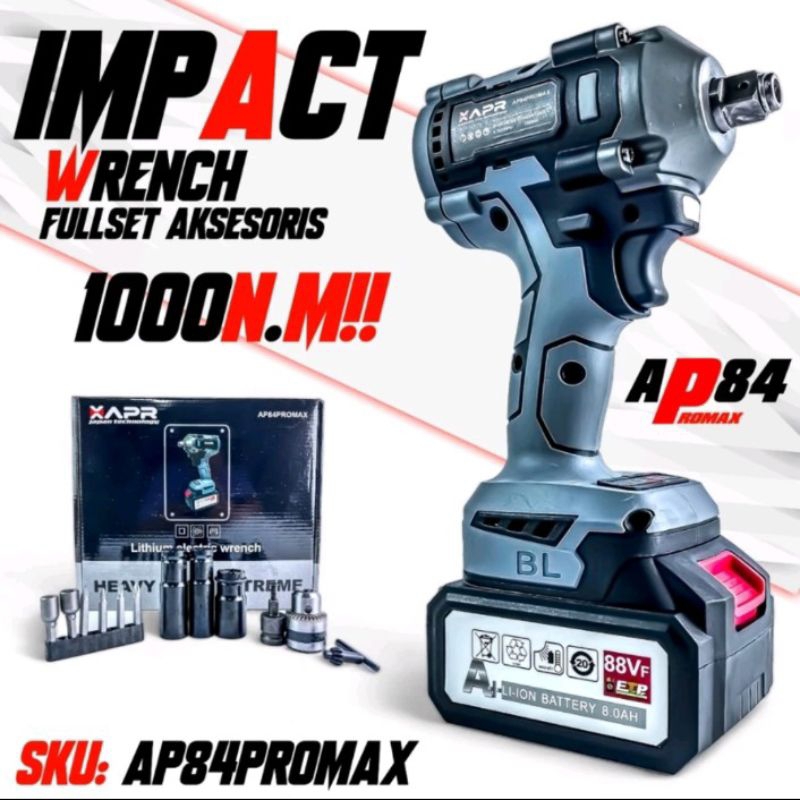 Jual Impact Wrench APR JAPAN Max 1000NM AP84 promax 15 cell speed turbo ...