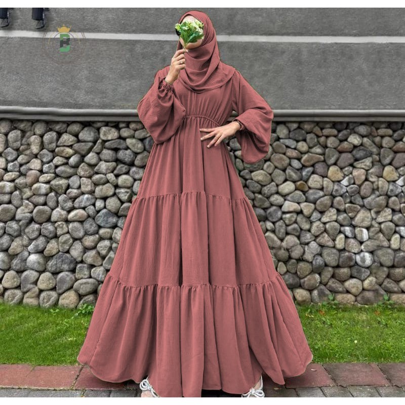 Jual Gamis dress wanita korean style gamis polos cantik YUMNA Dress ...