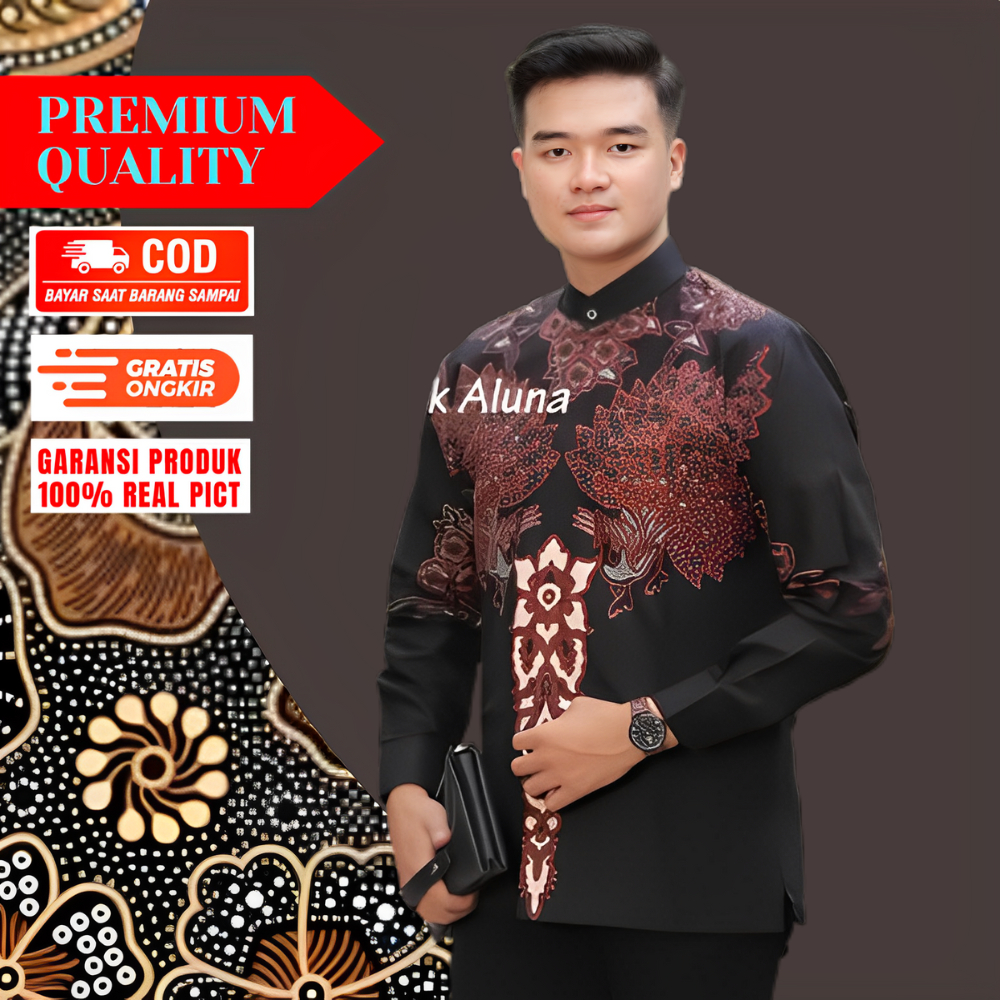 Jual BATIK ALUNA Kemeja Batik Koko Muslim Pria Katun Premium Lengan ...