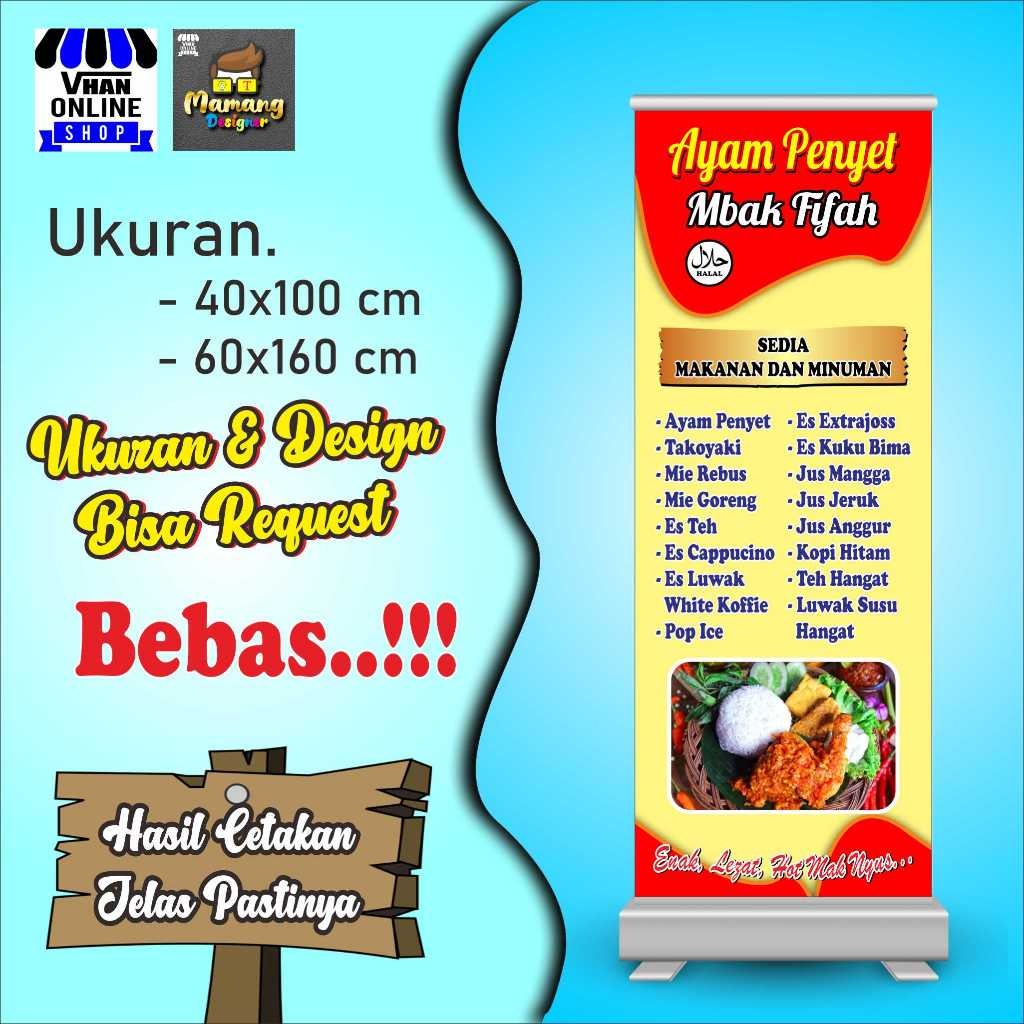 Jual Spanduk, Banner, Mmt Jualan Ayam Penyet dan Makanan Warung, Keren ...