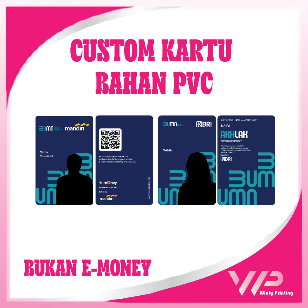 Jual CUSTOM KARTU BAHAN PVC DESIGN ID CARD - 1 SISI/2 SISI BUKAN EMONEY ...