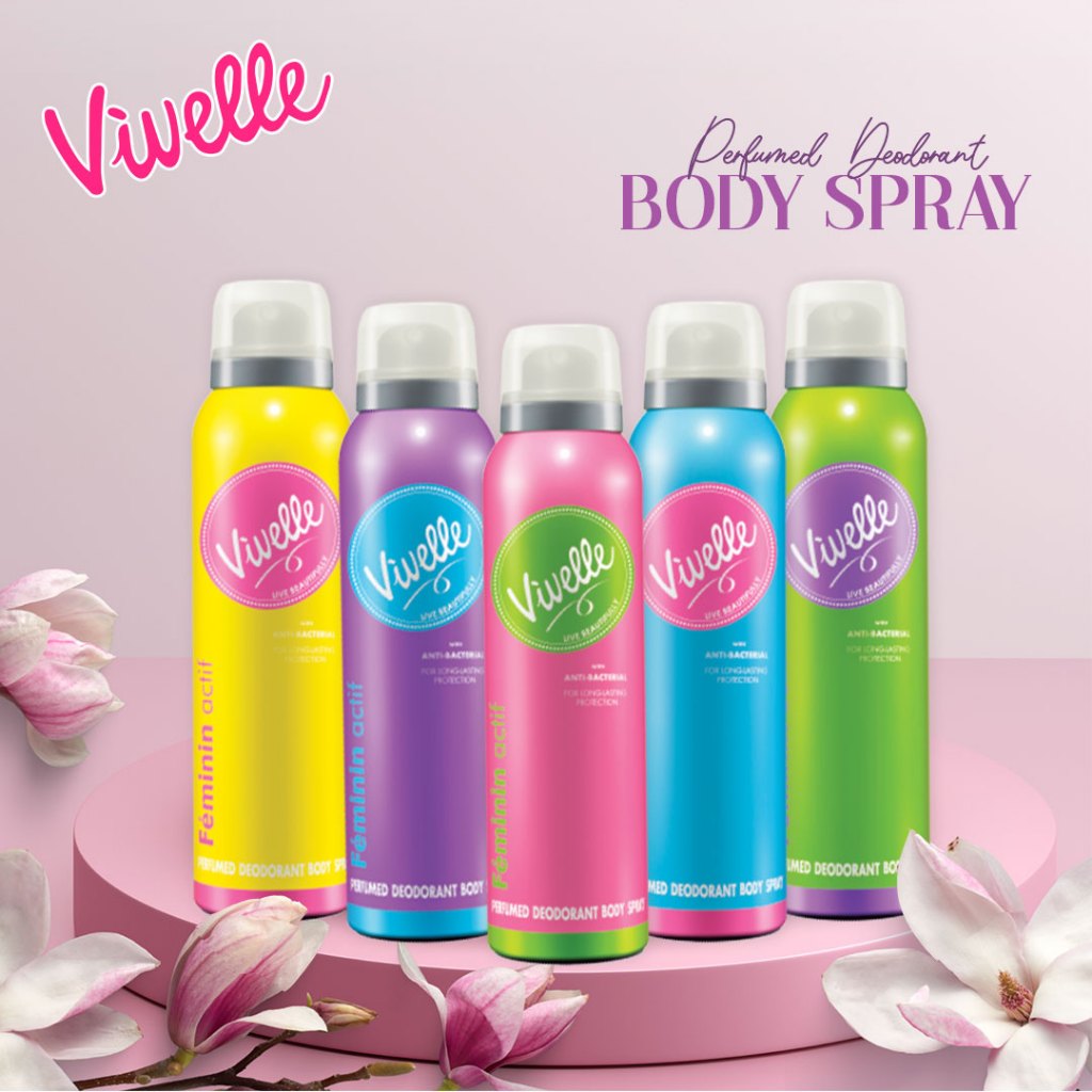 Jual Vivelle Body Spray Deodorant Perfumed With Anti Bacterial 150 ml ...