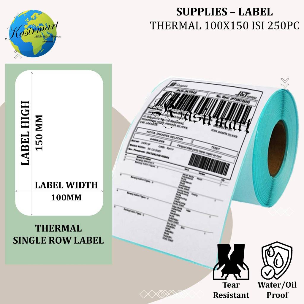 Jual Kertas Resi A6 Thermal 100x150 isi 250 Core 1 inch Stiker Pengiriman Marketplace Printer ...