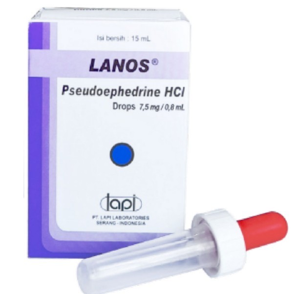 Jual LANOS DROPS 15 ML PSEUDOEPHEDRINE HCL OBAT PILEK HIDUNG TERSUMBAT ...