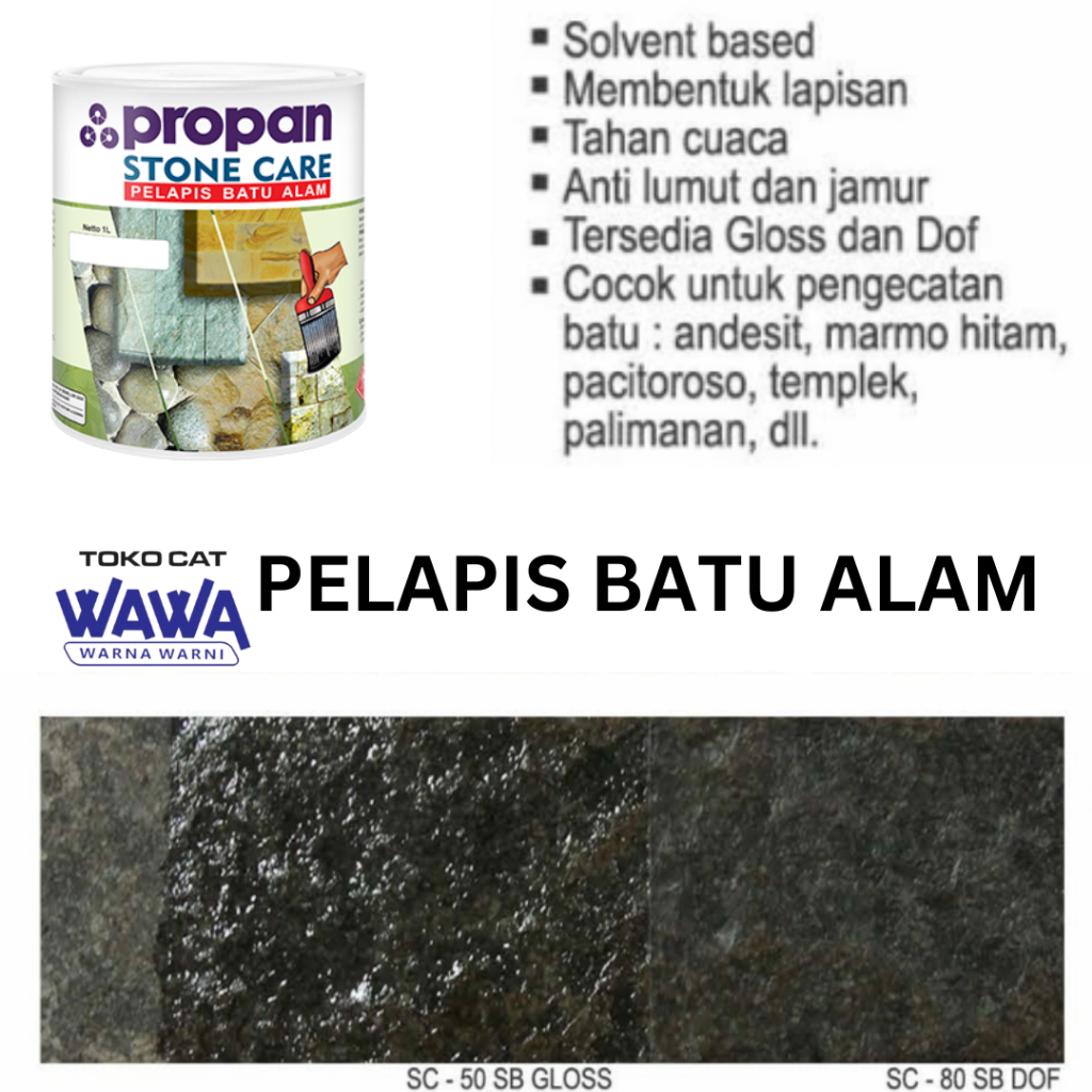 Jual cat batu alam propan stone care vernis pernis bening kilap clear ...