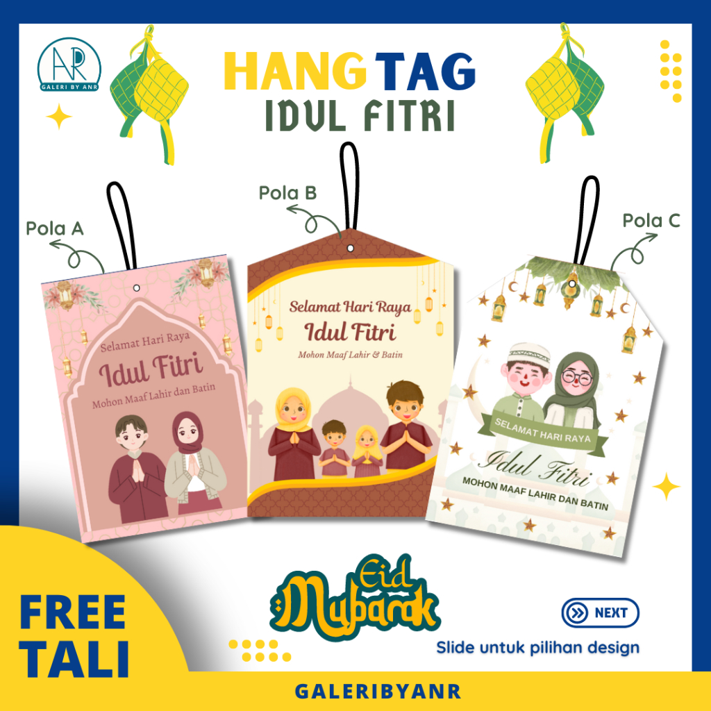 Jual D14 Hangtag idul fitri custom HIF 002 | Kartu idul fitri karakter ...