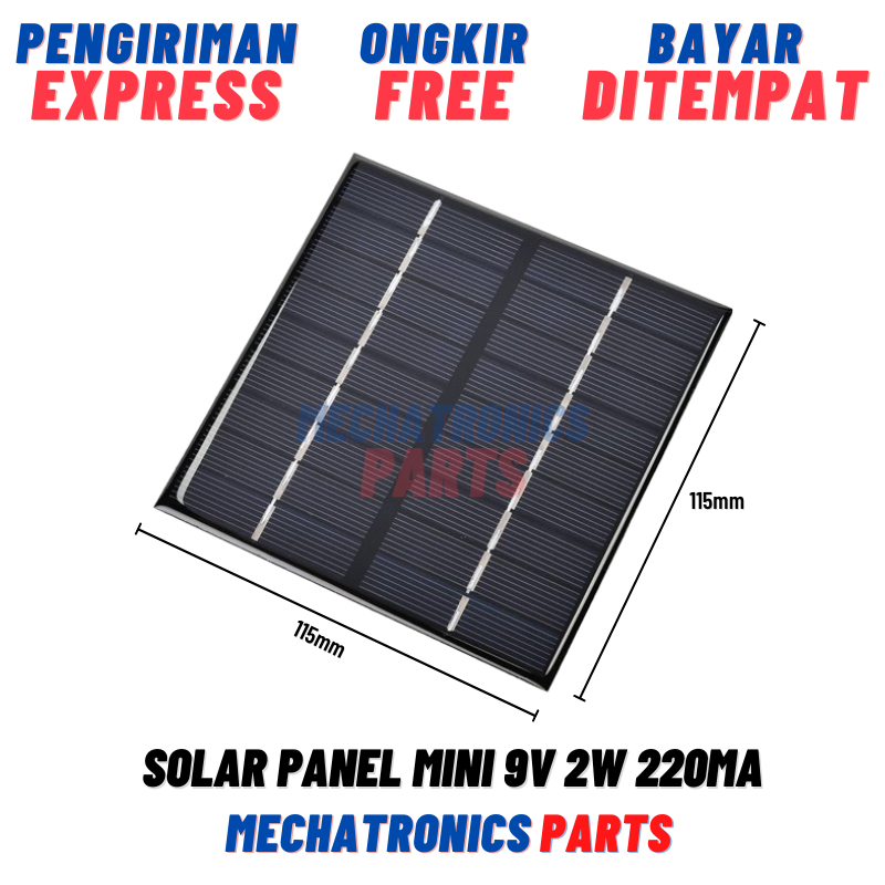 Jual Solar Panel Mini 115x115mm 9V 2W 220mA Pembangkit Listrik Tenaga ...