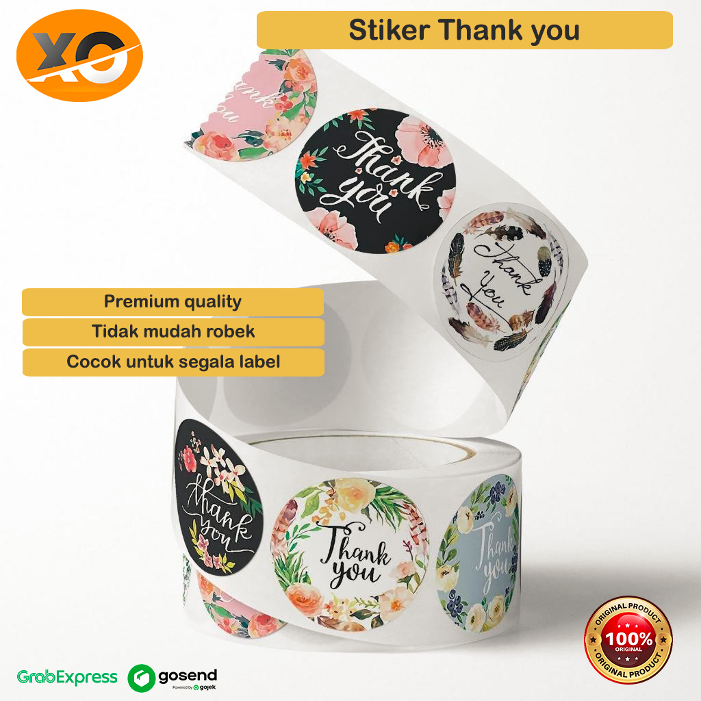 Jual Stiker Label Thank You Sticker Terima Kasih 1 Roll Label Segel ...