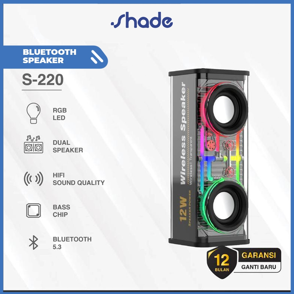 Jual Shade Speaker Bluetooth 10W Double Subwoofer Music Speaker RGB LED ...