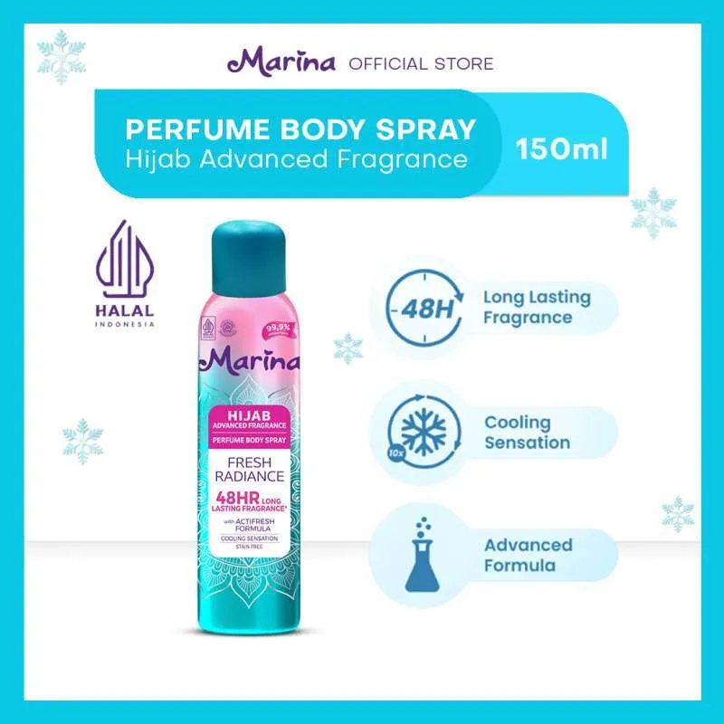 Jual Marina Hijab Advanced Fragrance Perfume Body Spray 150ml - Fresh ...