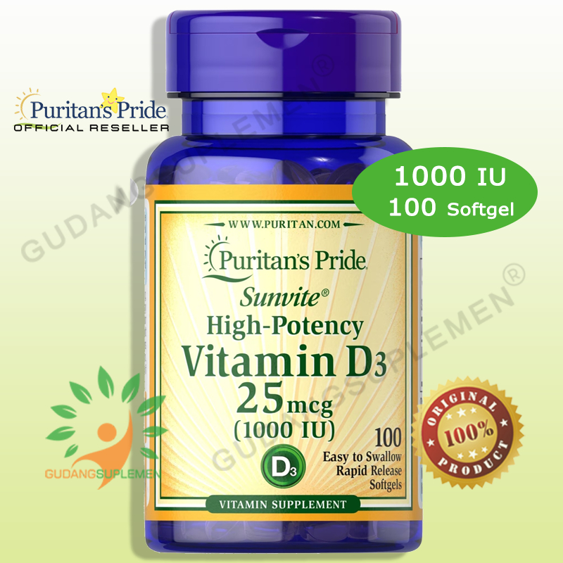 Jual Puritan's Pride - High Potency VITAMIN D3 1000 IU - 100 Softgels - Imunitas - Tulang ...