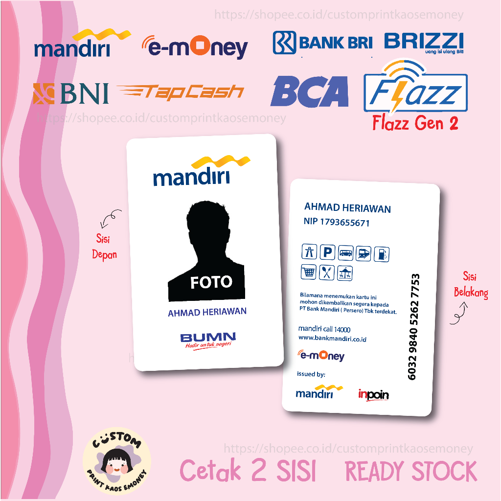Jual KARTU E MONEY E TOLL ID CARD BANK MANDIRI PUTIH BUMN MANDIRI ...